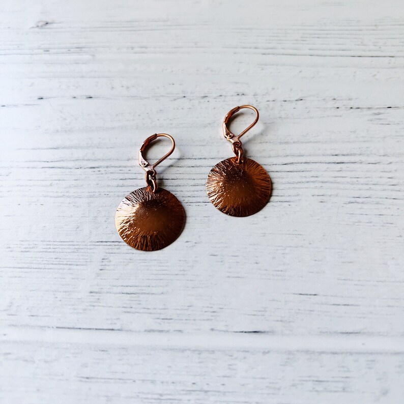 Round Copper Textured Around the Edge Earrings // Handmade // Copper ...