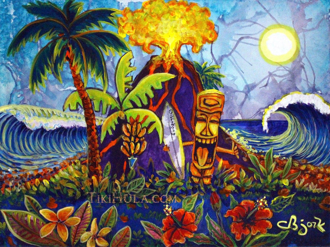 Cbjork Tikihula.com Surf's up 8x10 PRINT Volcanic Beach Hawaiian Island ...