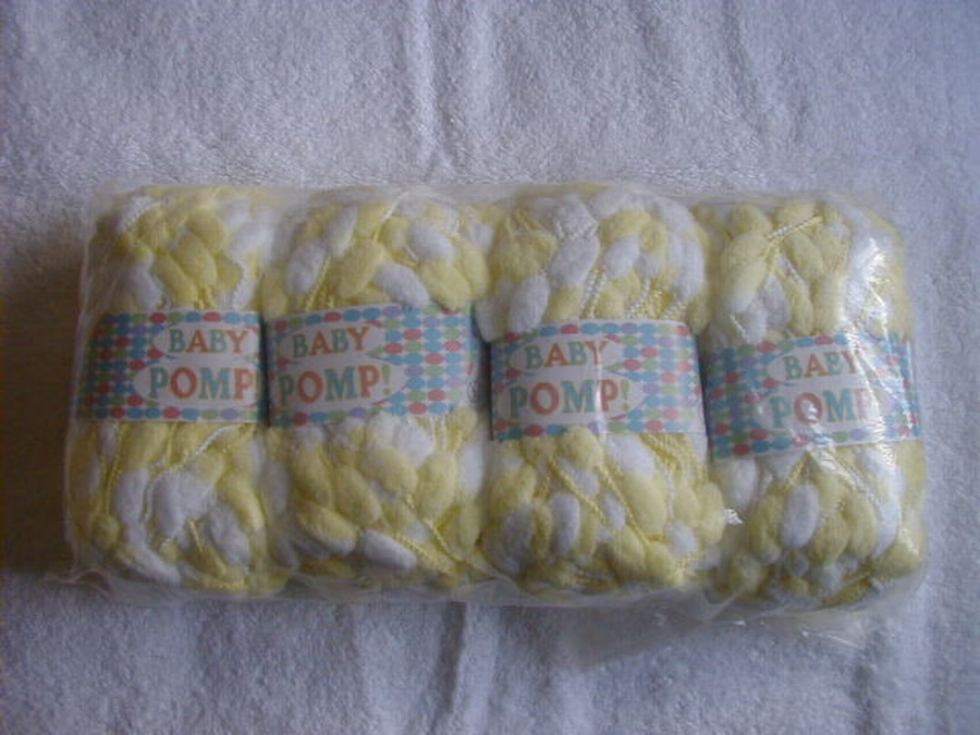 4 X 100g of Baby Pomp Wool Colour Lemon and White - Etsy