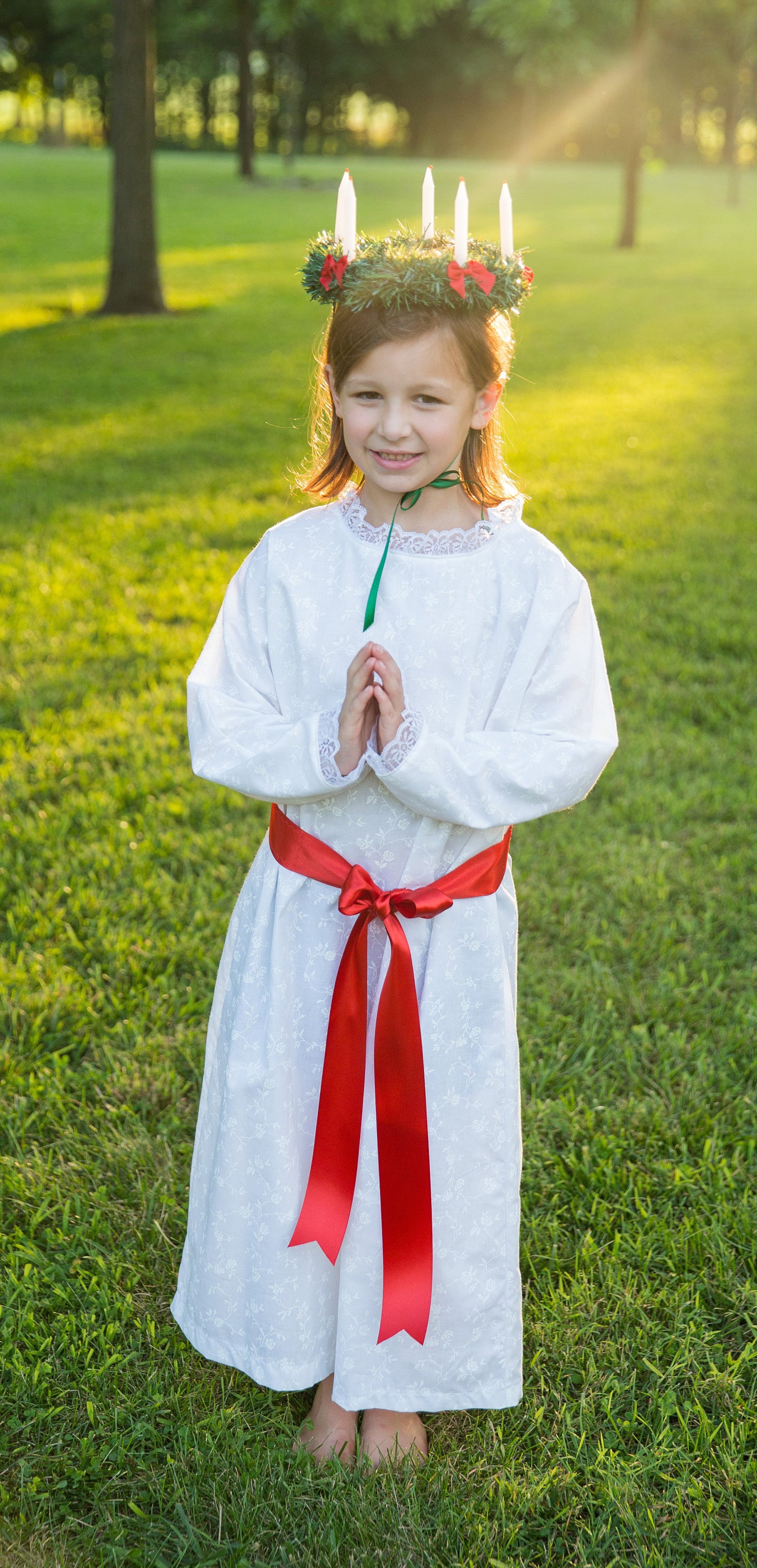 St. Lucia Costume for Girls Includes Dress/tunic Red Sash - Etsy