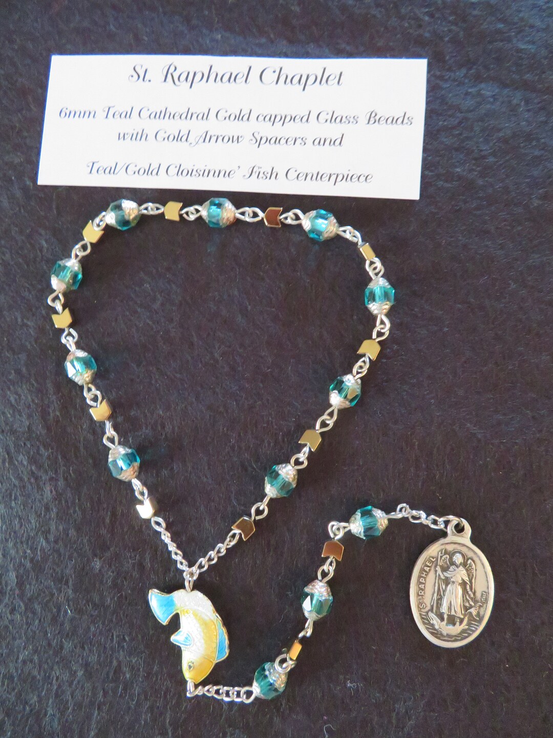 St. Raphael the Archangel Chaplet With Cloisinne' Fish Center Piece - Etsy