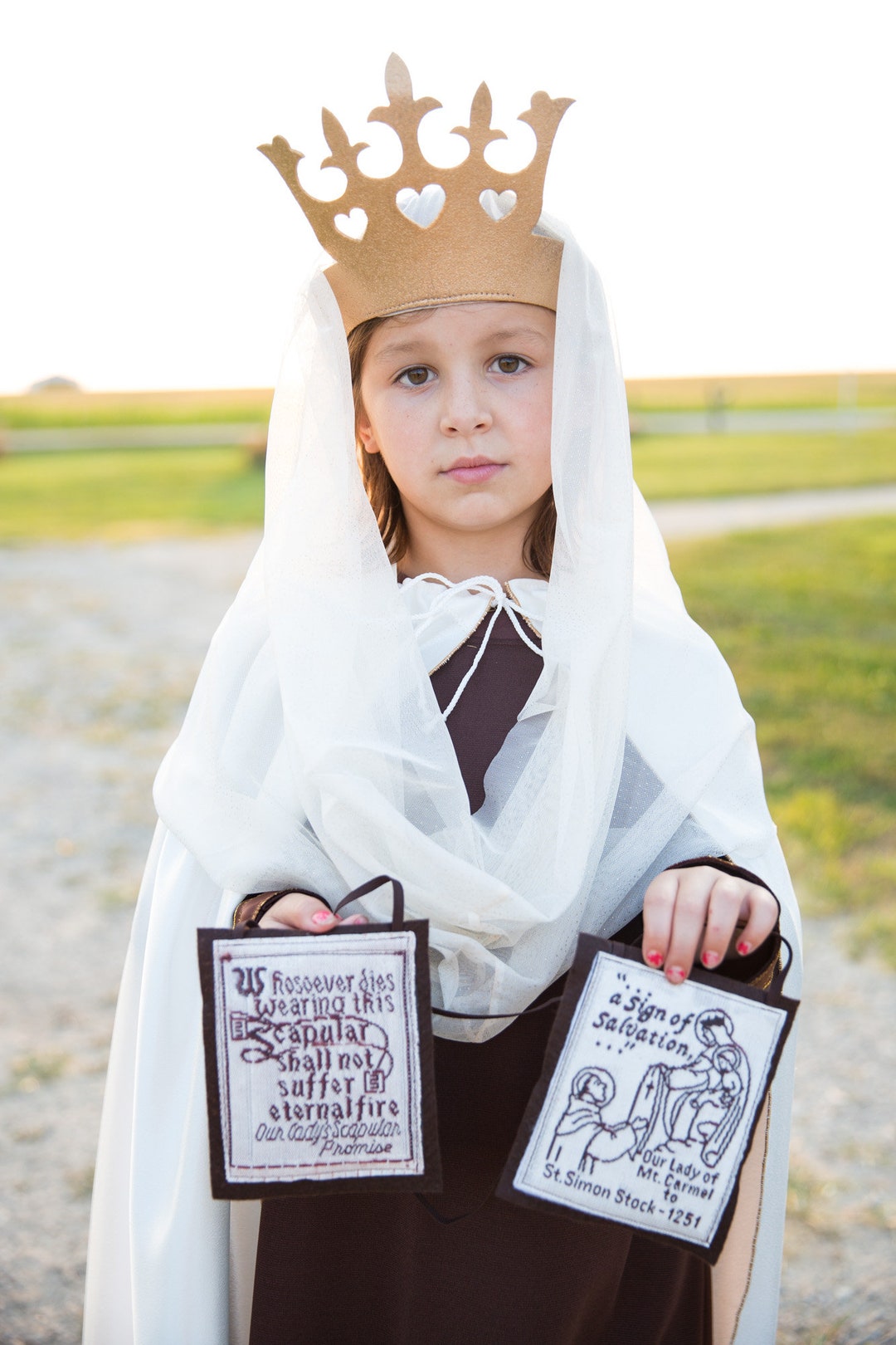 Our Lady of Mount Carmel Costume: Brown Dress, Cape, Scapular & Veil ...