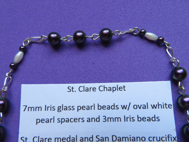 St. Clare of Assisi Chaplet With Iris Purple Pearl Czech Glass 6mm ...