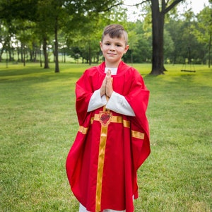 Boys' Priest Vestments in Red With Sacred Heart Center Emblem on ...