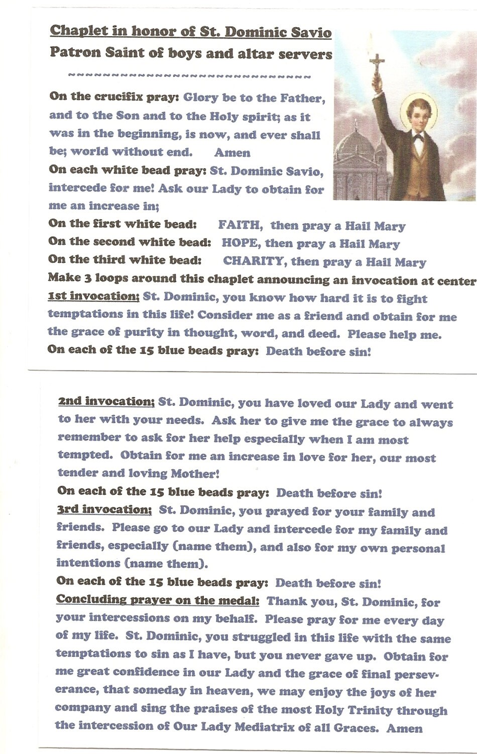 St. Dominic Savio Chaplet Patron Saint of Young Boys Altar - Etsy