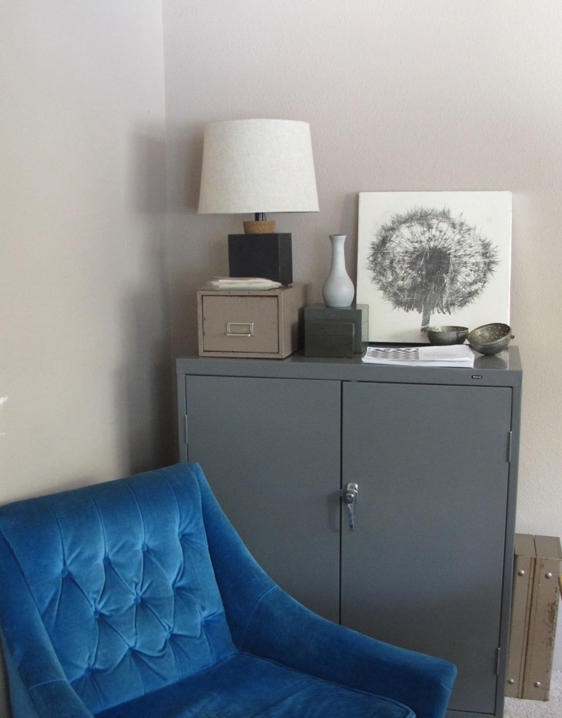 Metal Cabinet Blue Industrial Shelf Shelve Cabinet Industrial Office ...