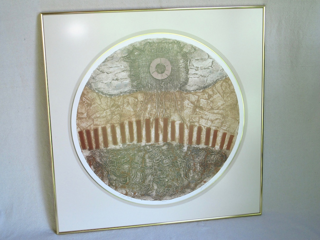 1970s Large Lithograph Print Signed Abstract Art Earth Tones 70s Wall ...