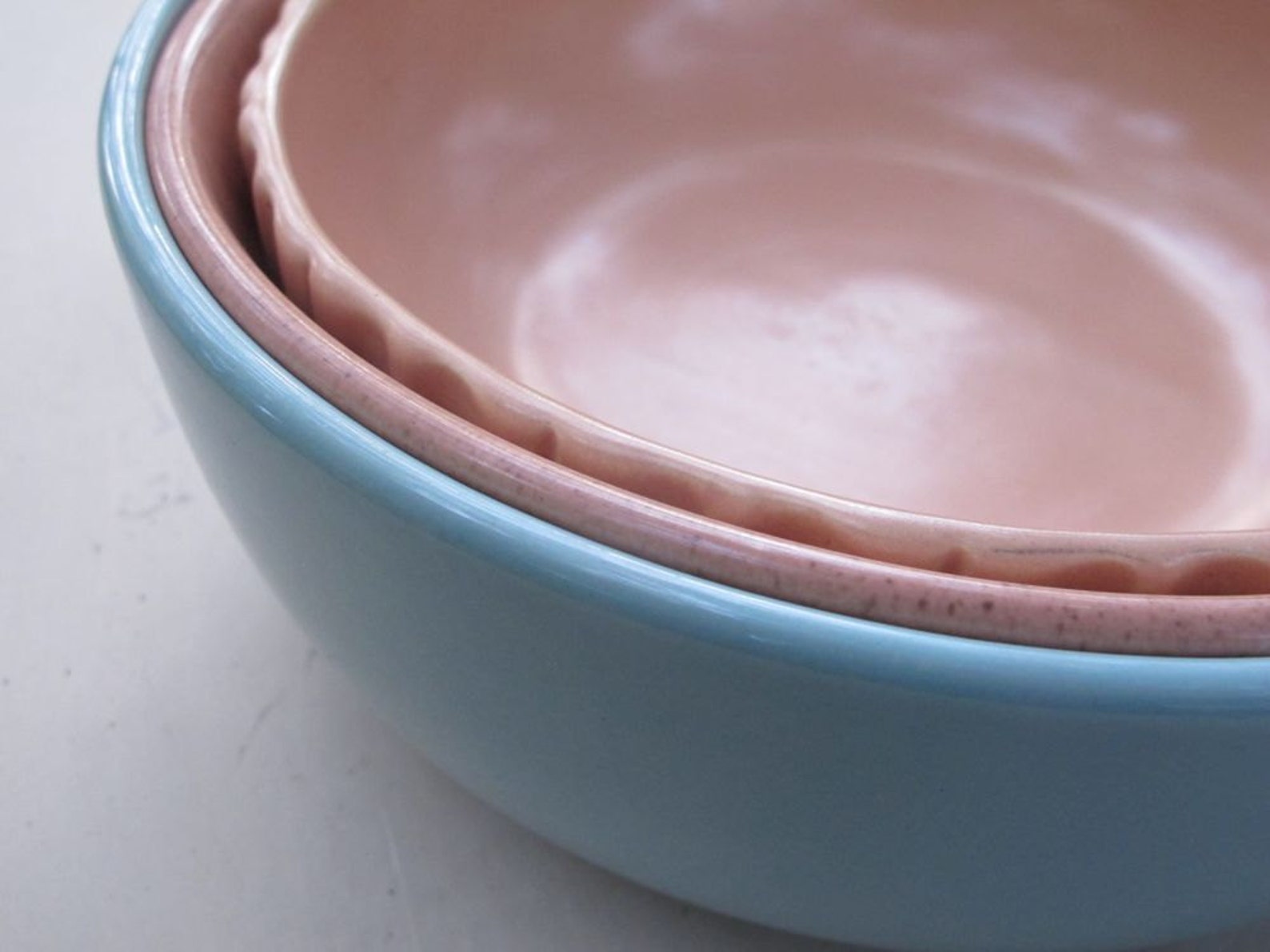 Vintage Nesting Bowls Set Ceramic USA Pottery Bowl Pastel - Etsy