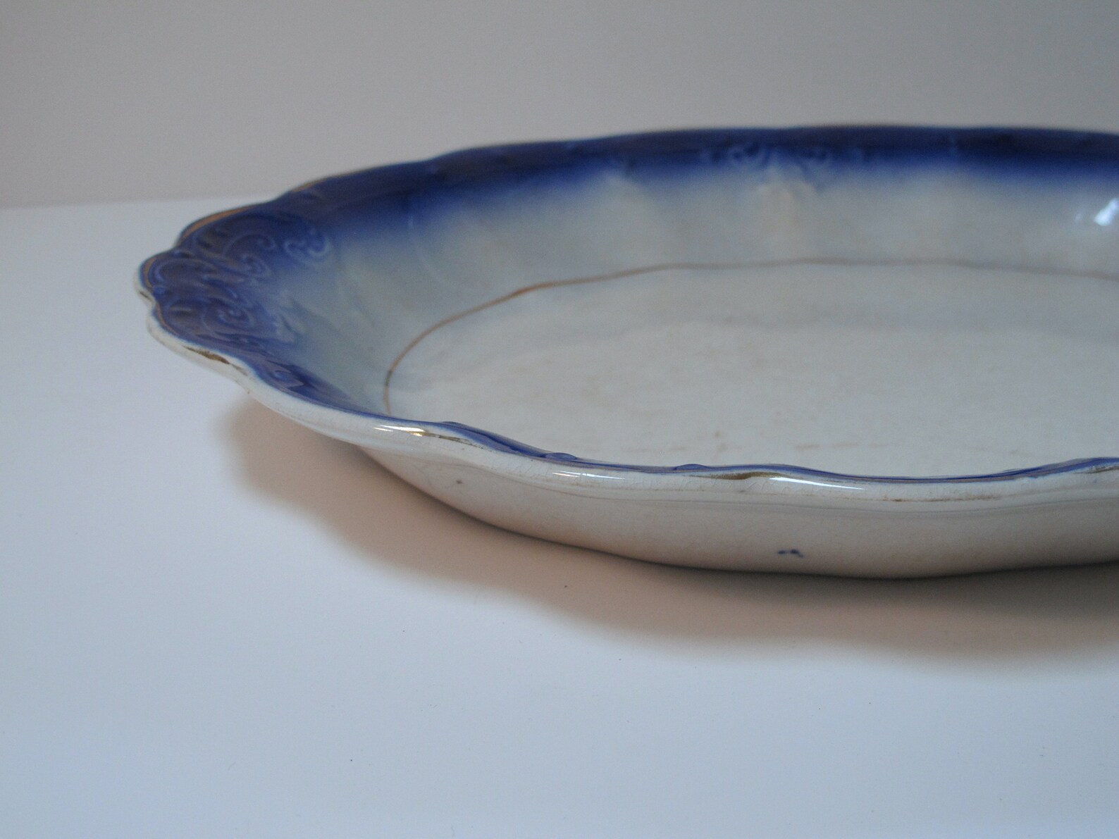 Early Flo Blue Ironstone Platter Gold Cobalt Blue Serving Platter ...