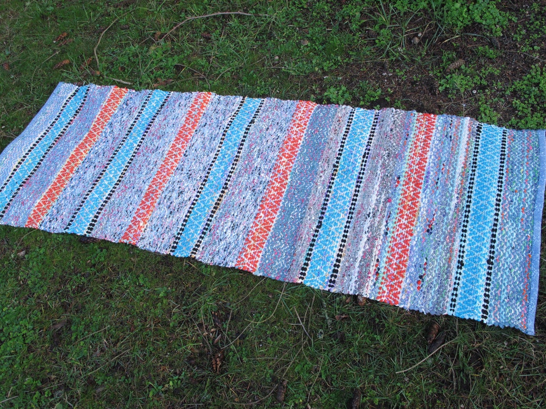 Vintage Runner Rug Scandinavian Rag Rug Finnish Area Rug Cotton Striped ...