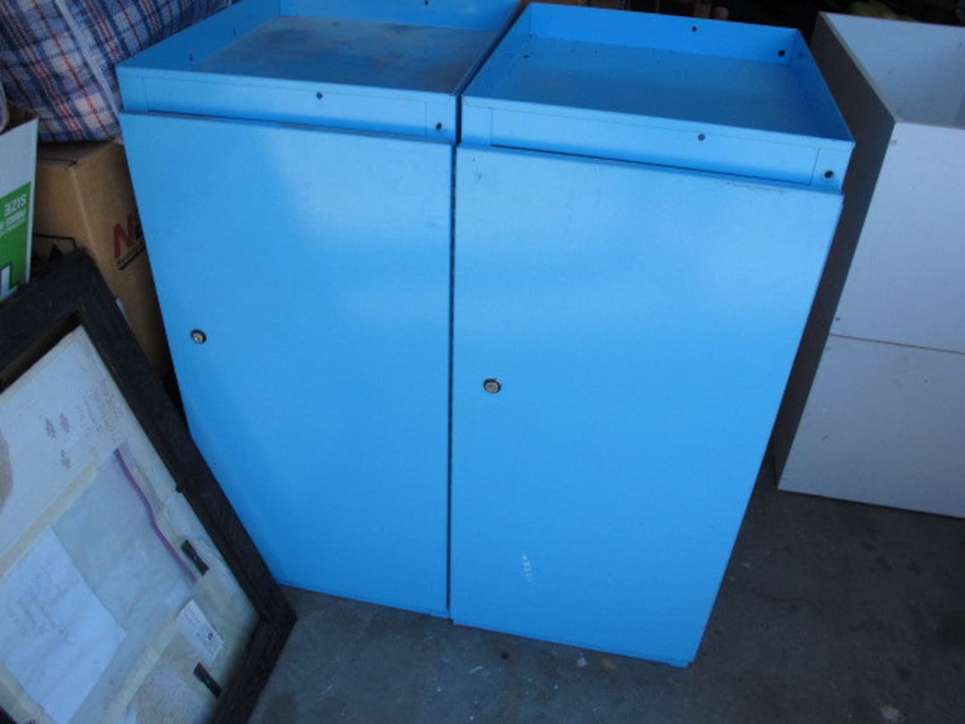 Metal Cabinet Blue Industrial Shelf Shelve Cabinet Industrial Office ...
