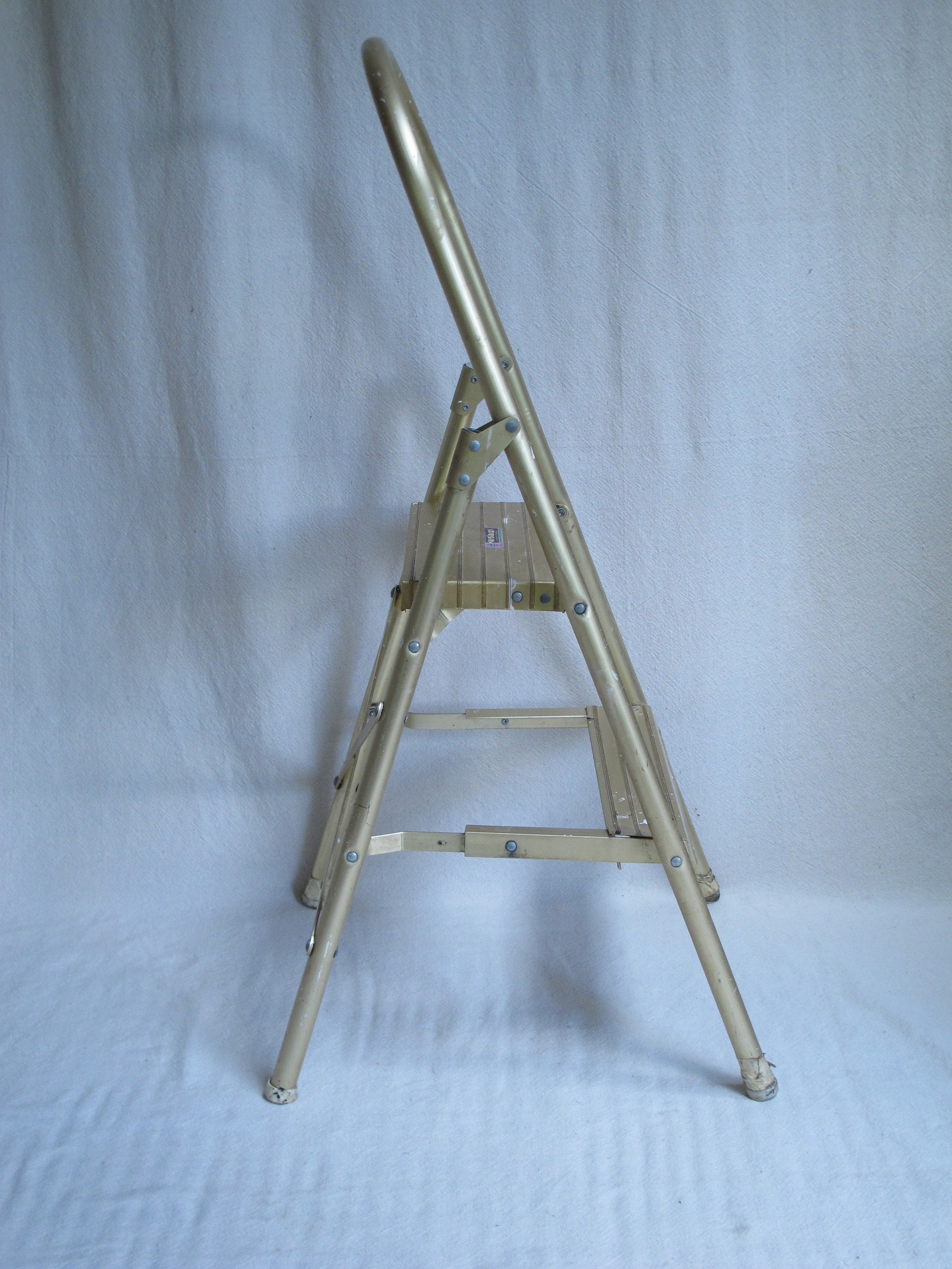 Gold Metal Step Ladder Folding Step Stool Upsidazy Aluminum - Etsy