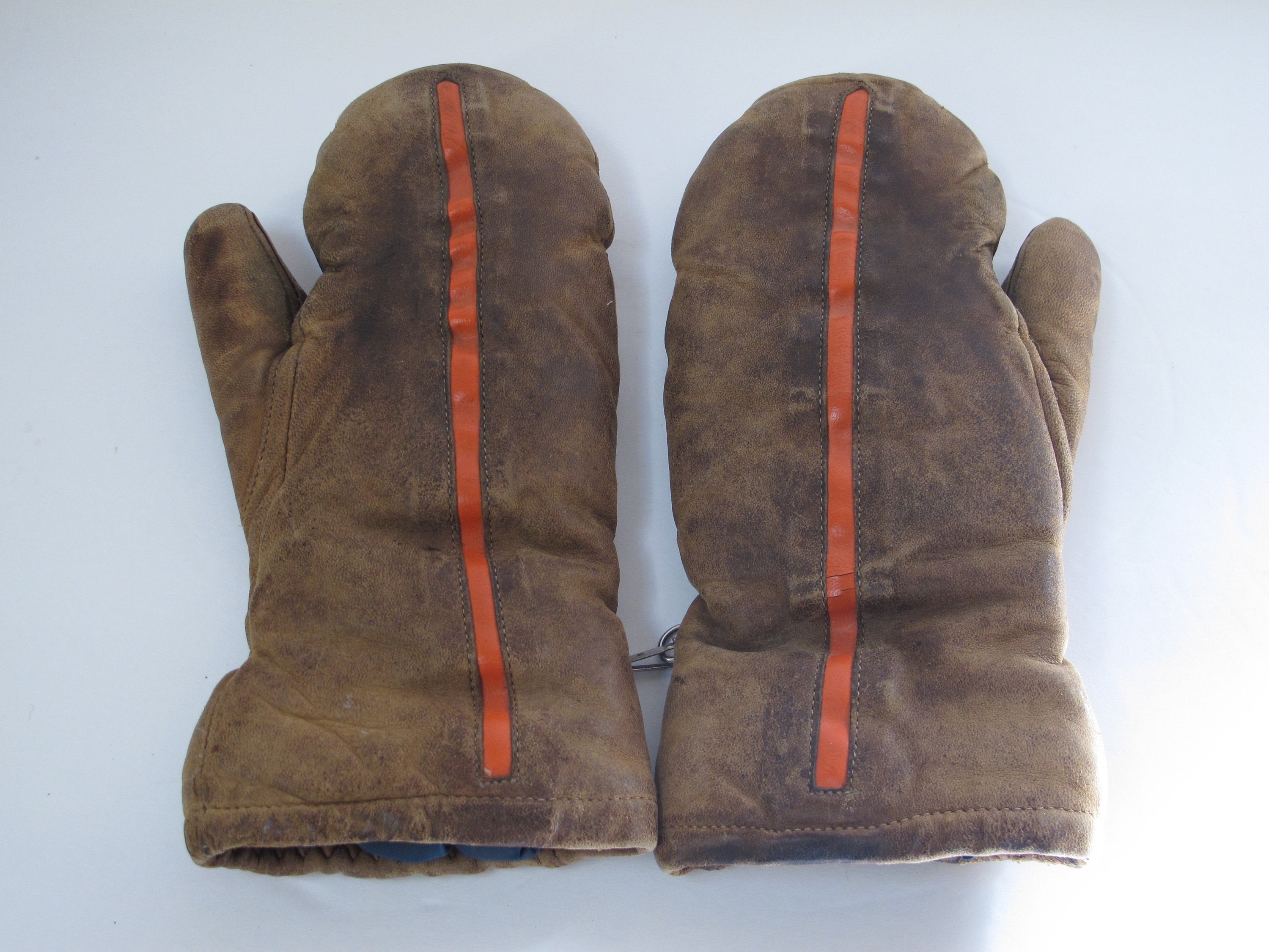 Vintage Leather Mittens Womens Leather Mittens Orange Winter Mitts ...