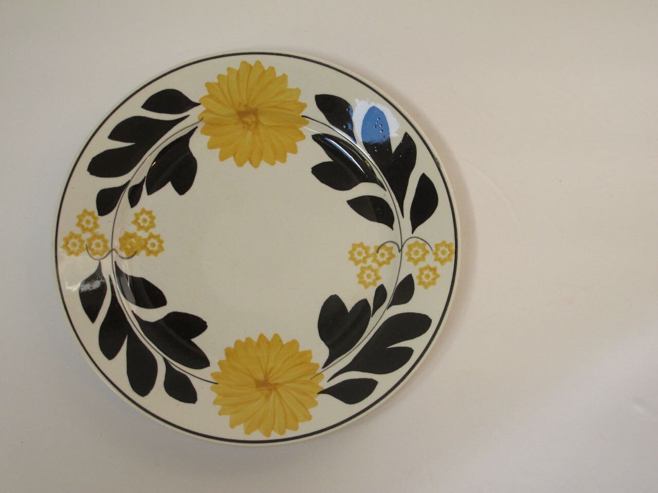 English Ironstone Plate Yellow Black Staffordshire England | Etsy