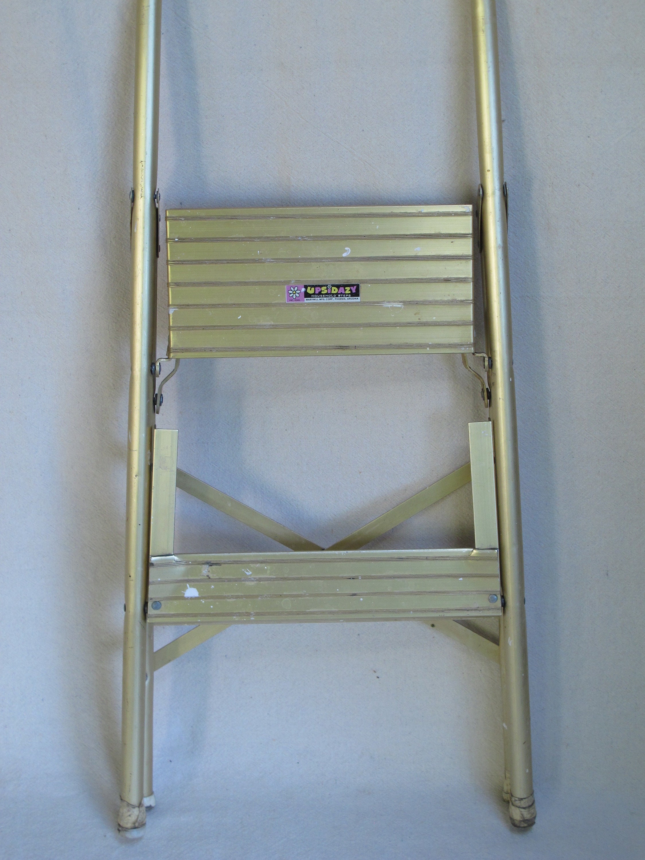 Gold Metal Step Ladder Folding Step Stool Upsidazy Aluminum - Etsy