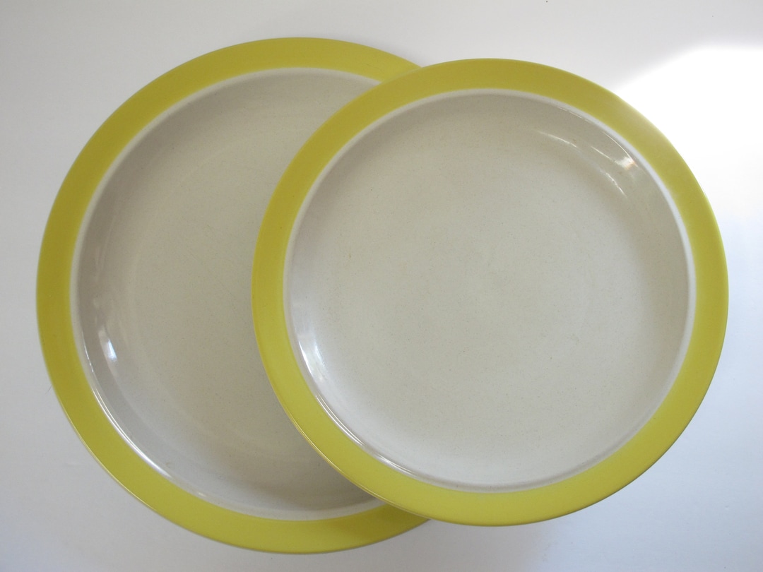 Mid Century Yellow White Plates Korea Stoneware Plate Yellow - Etsy