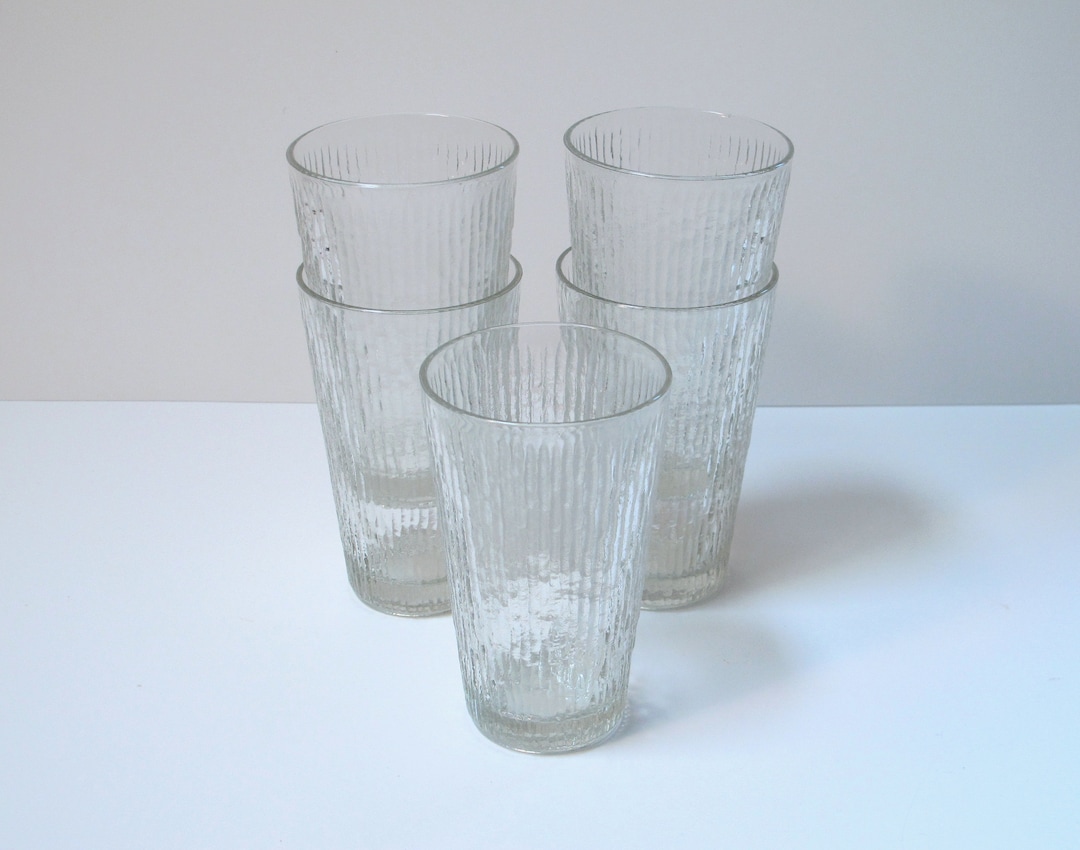 Set of Mid Century Drinking Glasses Textured Tapered Tumblers Retro ...