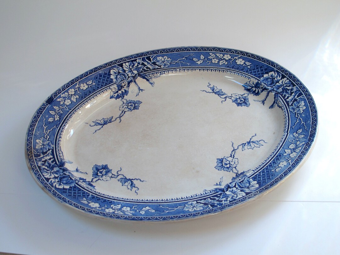 Antique Ironstone Platter Flo Blue Transferware Platter Crazed Tea ...