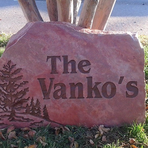Address Stone Engraved Rock Personalized Stone Garden - Etsy