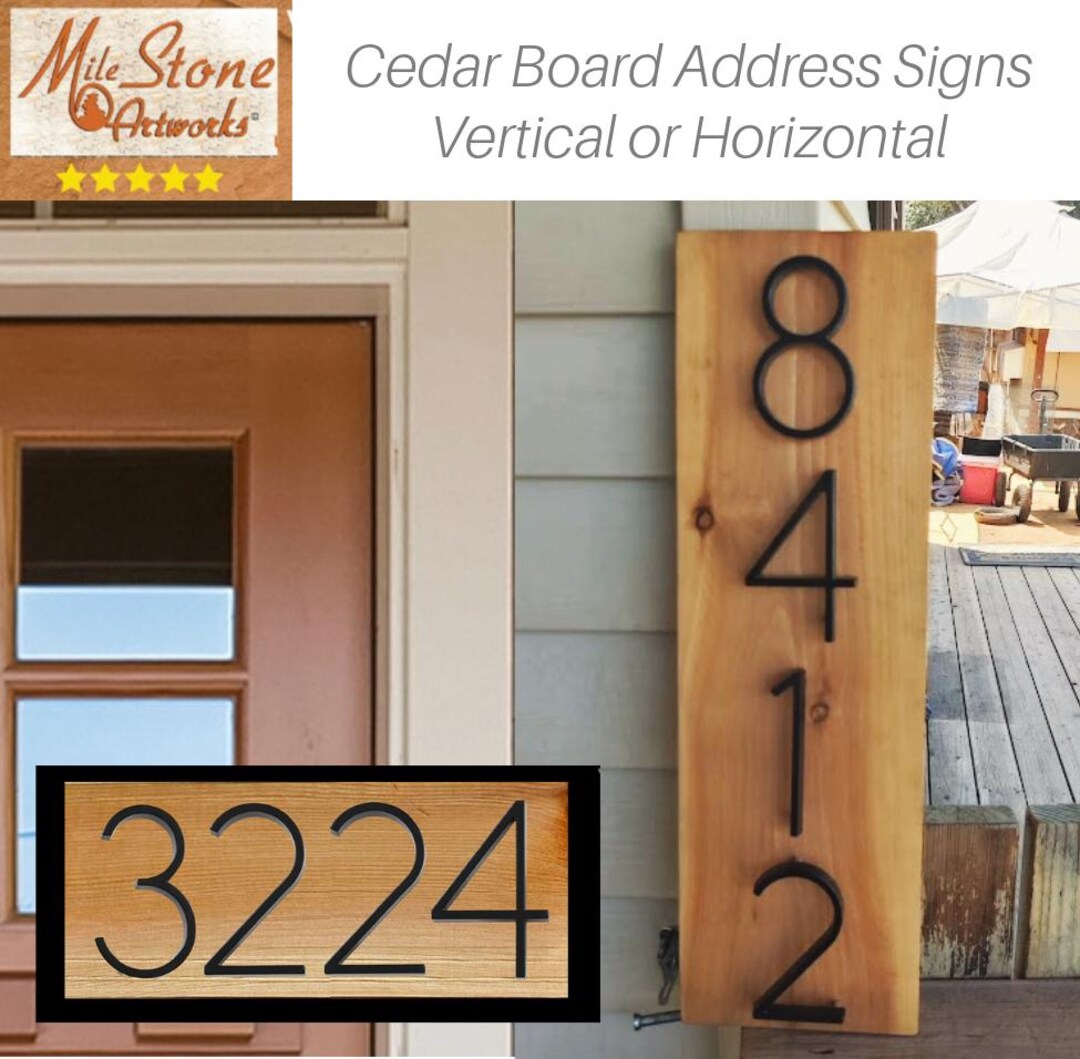 Wood Address Sign With Metal Numbers, Address Signs, New Home Gift ...
