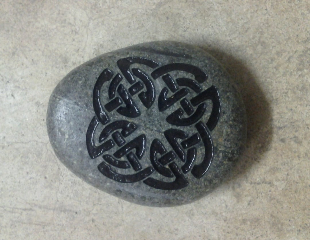 Engraved Celtic Knot Stone, Stone Paperweight, Engraved Stone for ...