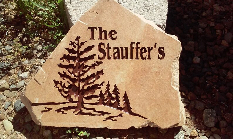 Engraved Garden Stones Deer Decor, Custom Stone for Home, Address Front ...