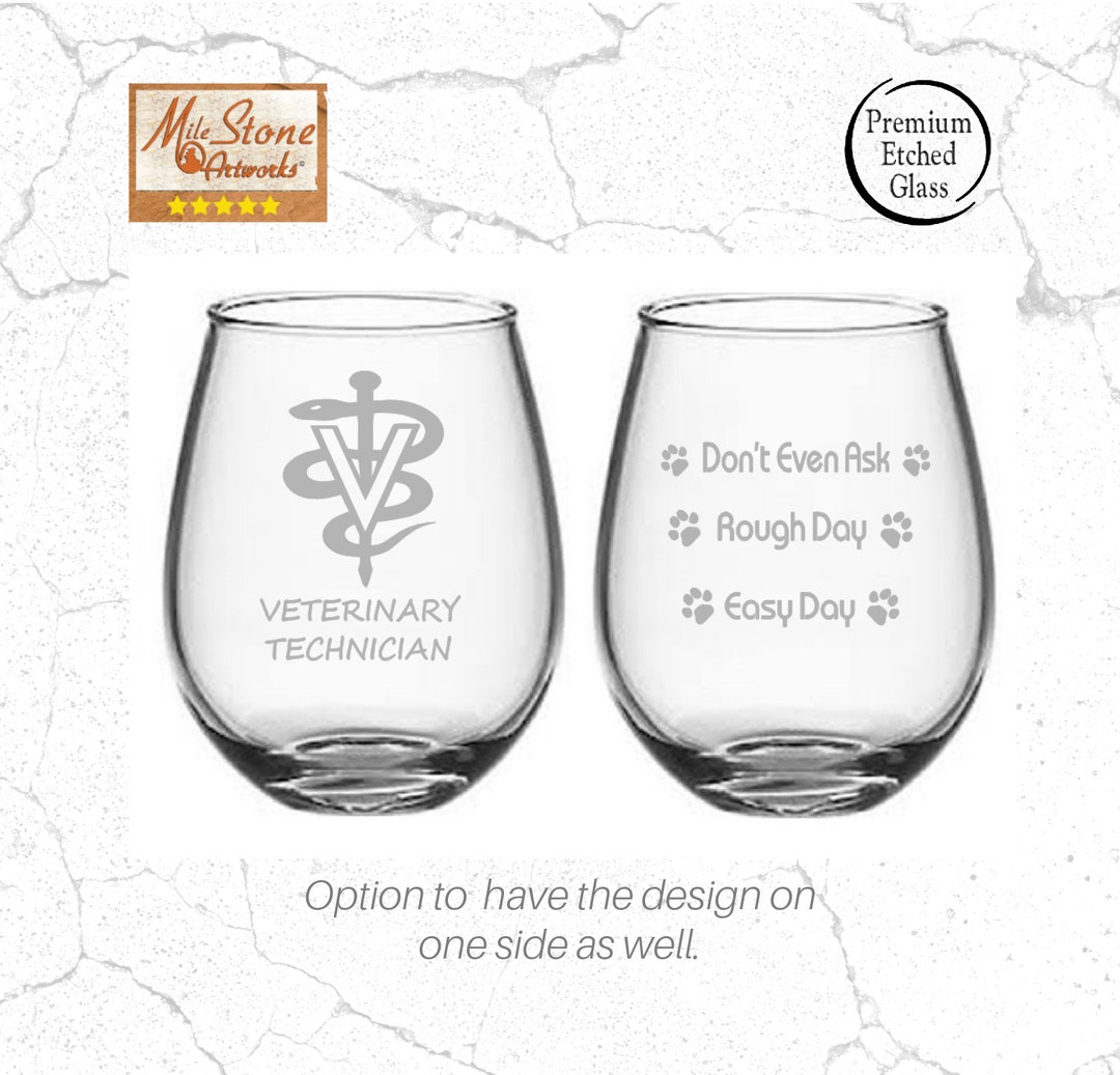 Vet Tech Gift, Veterinary Technician Glass, Stemless Wine Glasses, Free ...