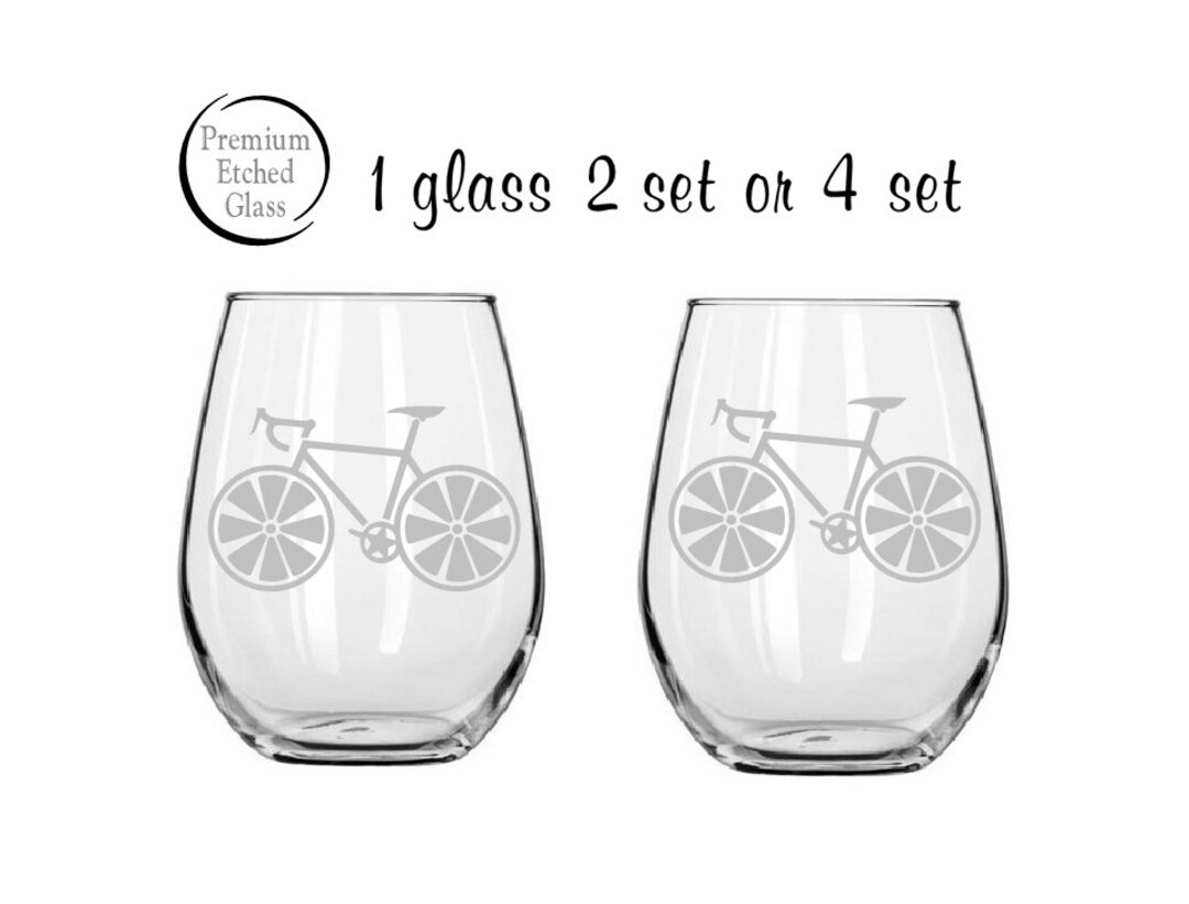 Bicycle Wine Glasses, Cycling Glasses Etched, Wine Glasses, Birthday ...