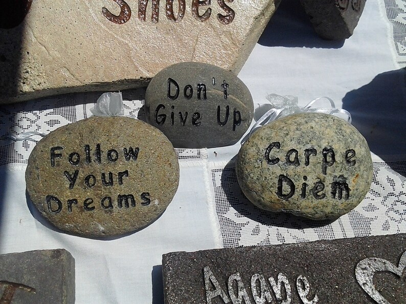 Engraved garden stonesMessage stones-Personalized engraved | Etsy