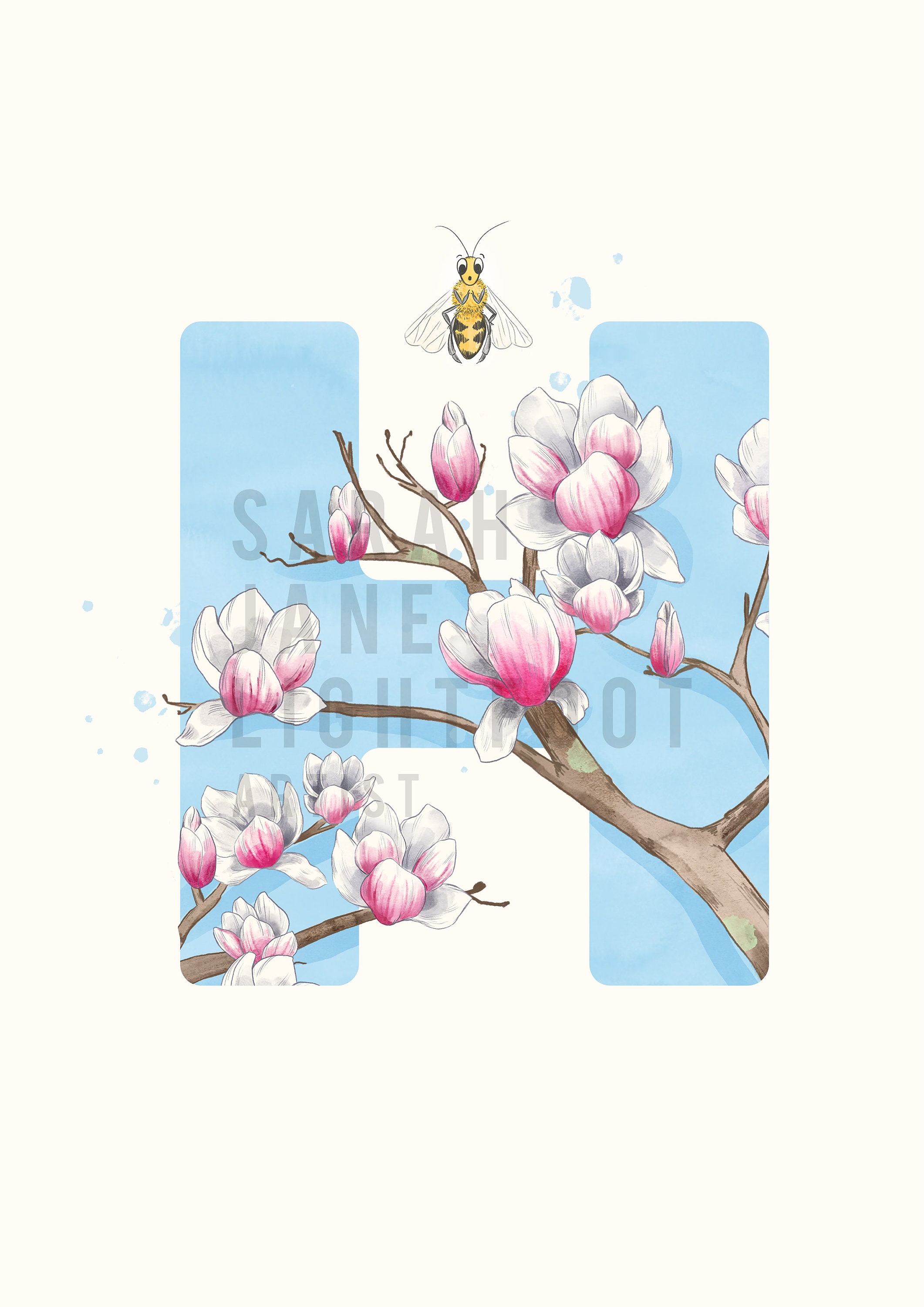 The Letter H - Nursery Kids Room Art Print - Etsy