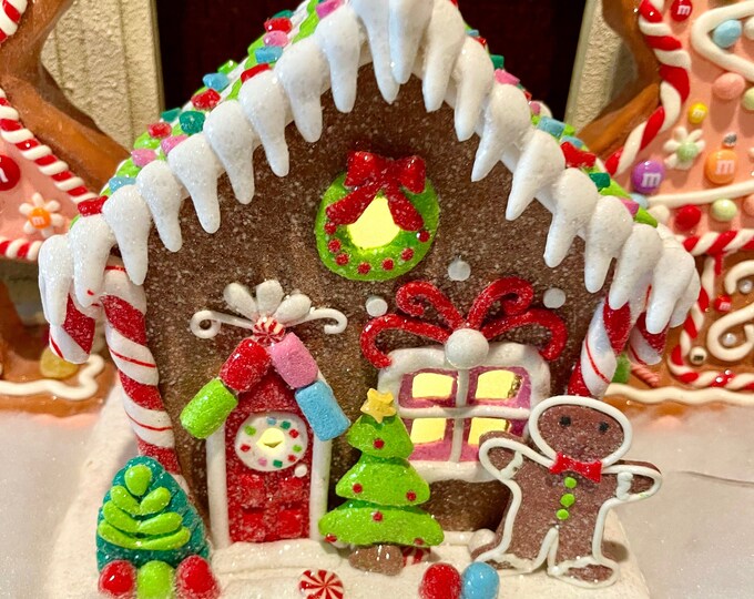 Clay Gingerbread House LED Lightxmas Prop Xmas Decor Table Top Mantle ...