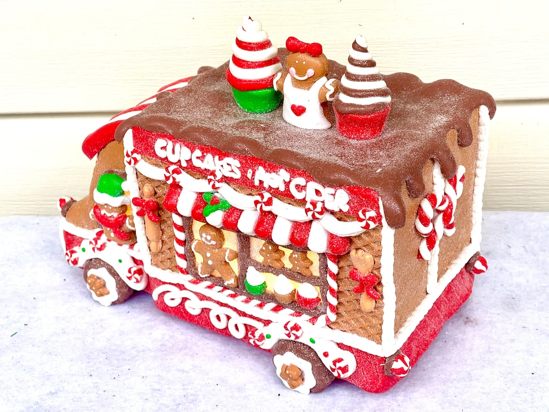 Gingerbread Cupcake Truck Gingerbread House Camper Light UP LED Battery ...