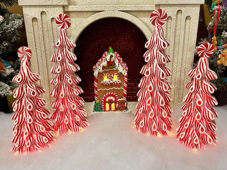 Gingerbread Peppermint Tree Battery Led Lights Gingerbread - Etsy