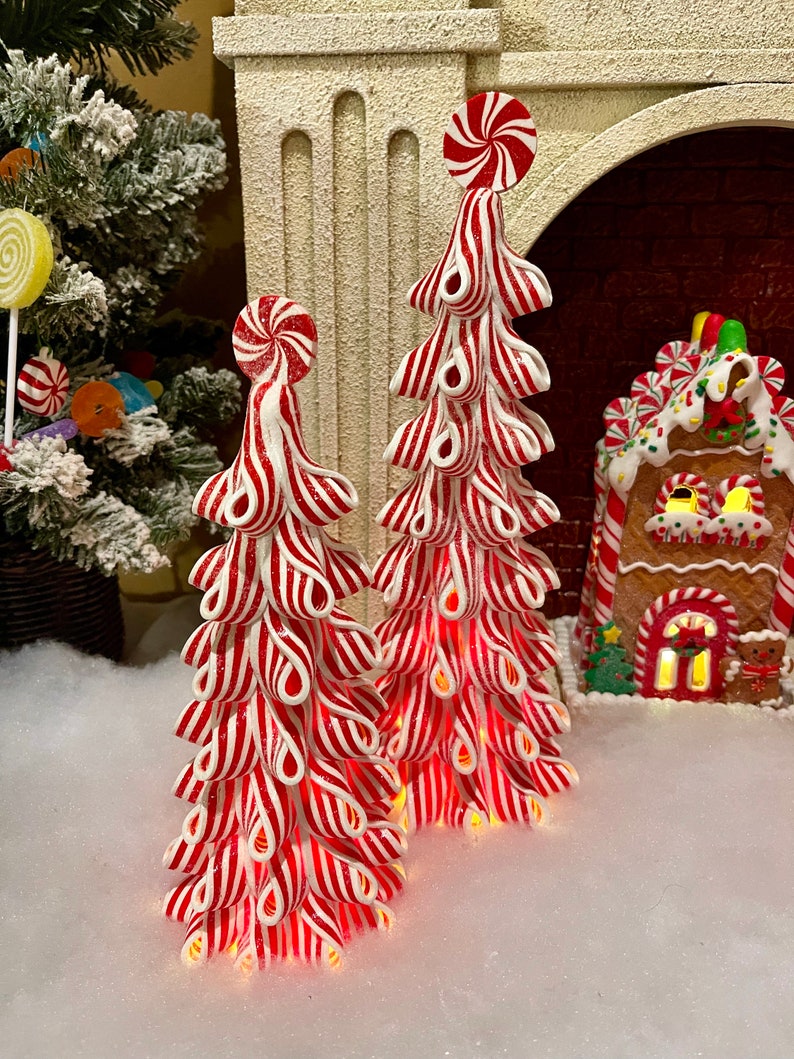 Gingerbread Peppermint Tree Battery Led Lights Gingerbread - Etsy