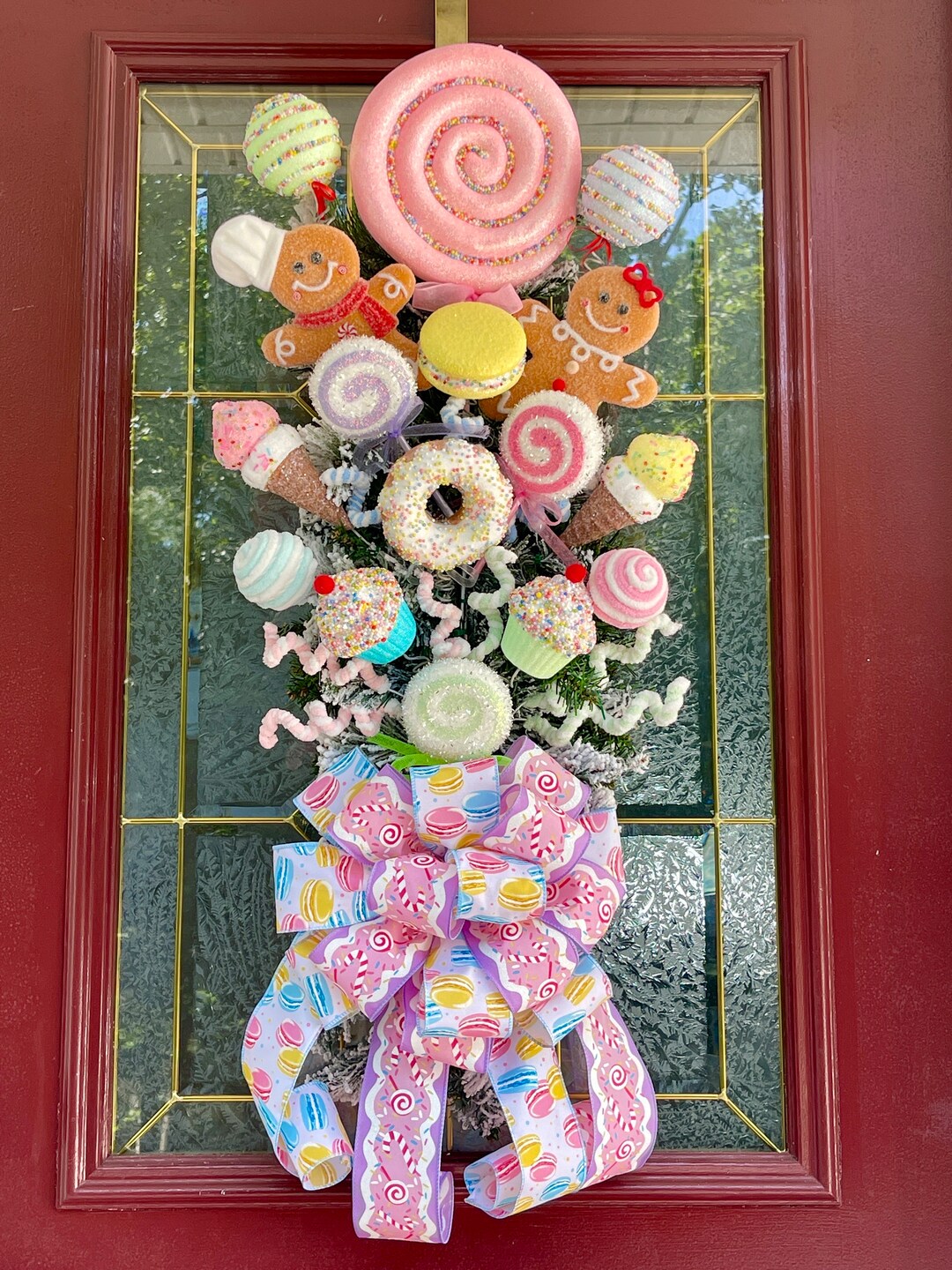 Gingerbread Flocked Swag Centerpiece Wreath Arrangement Gingerbread ...