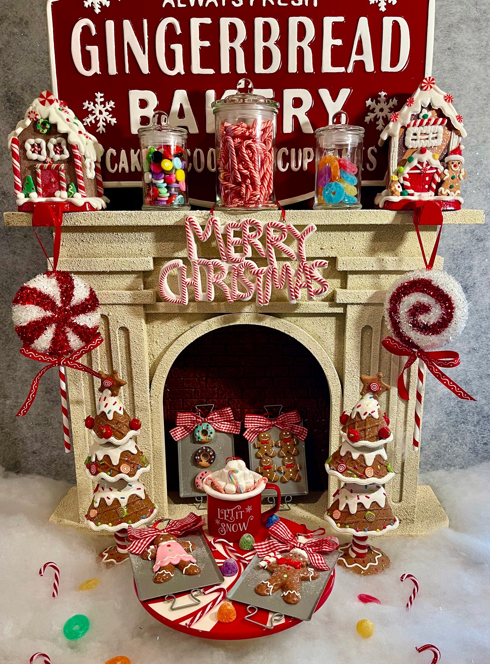 Fake Faux Christmas Clay Gingerbread Cookie Donut Candy Cane Tray Set ...