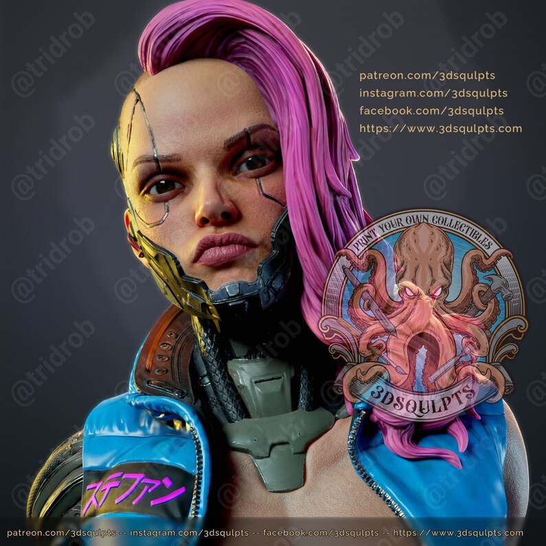 Cyberpunk Girl STL File 3D Digital Printing Game Characters - Etsy