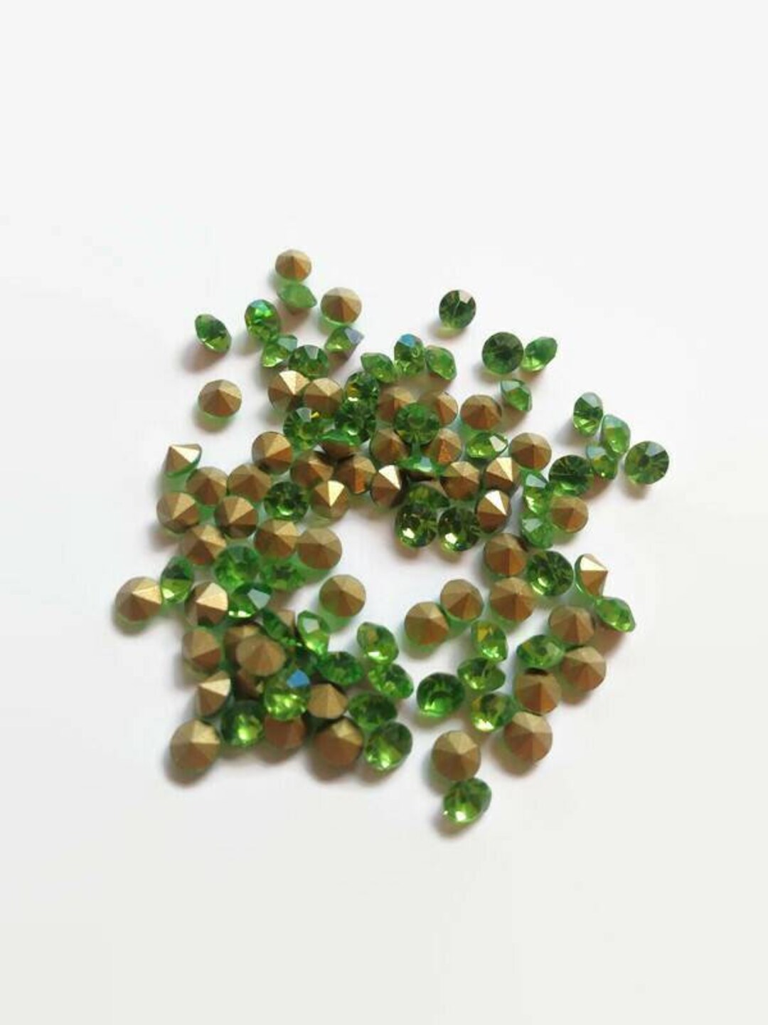 Yellow Green Rhinestone Chatons - 100ct SS16 4mm Pointy Back Glass ...