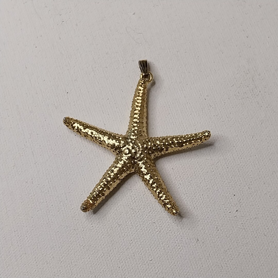 Golden Sea Star Pendant - Vintage - Etsy