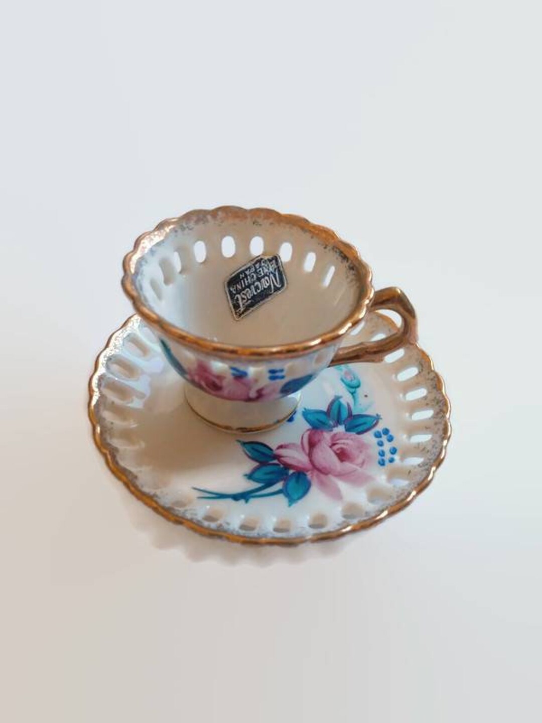 Mini Tea Cup and Saucer Vintage Norcrest - Etsy