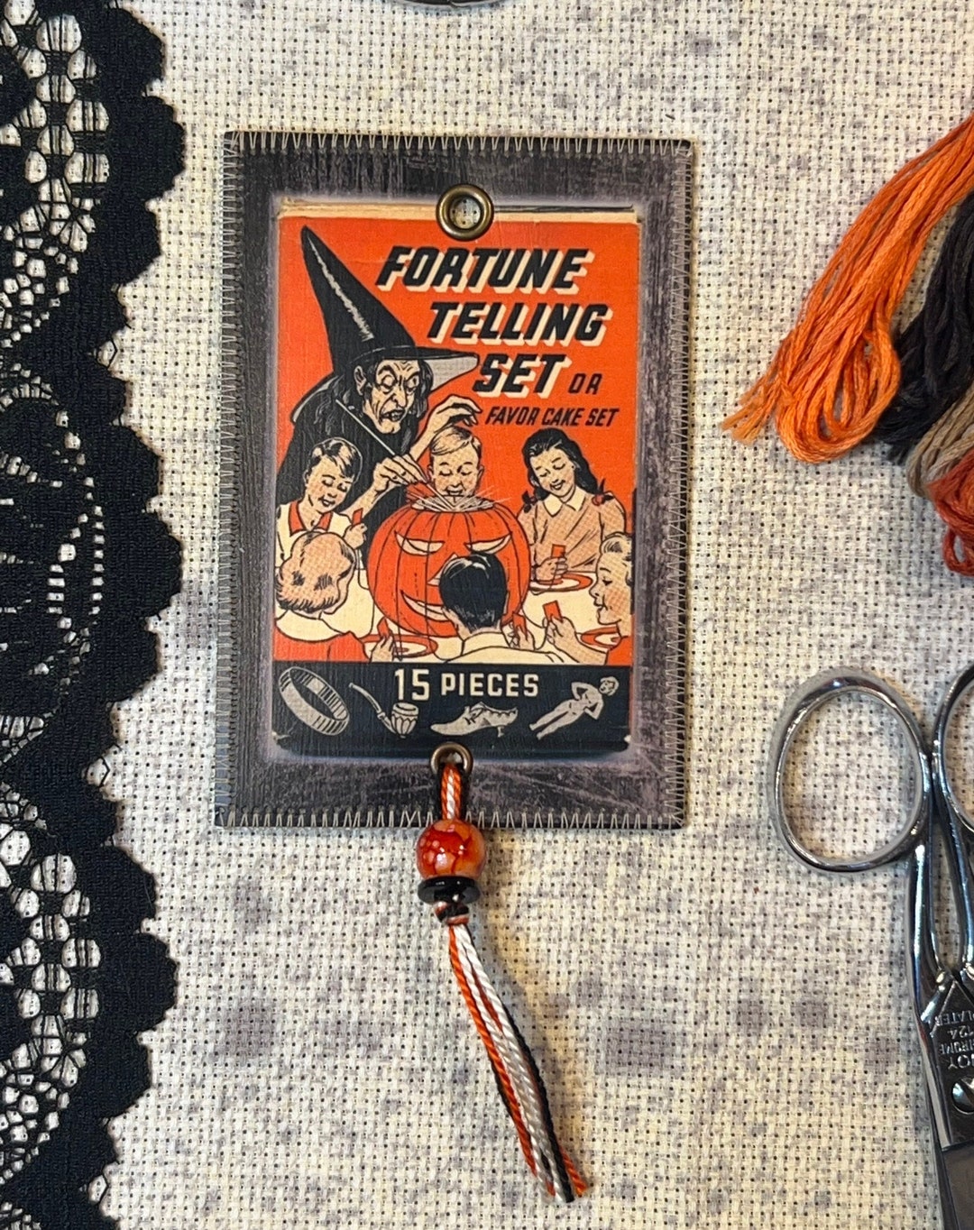 Fortune Telling Halloween Floss Bling, Thread Jewelry, Mini Art Quilts ...