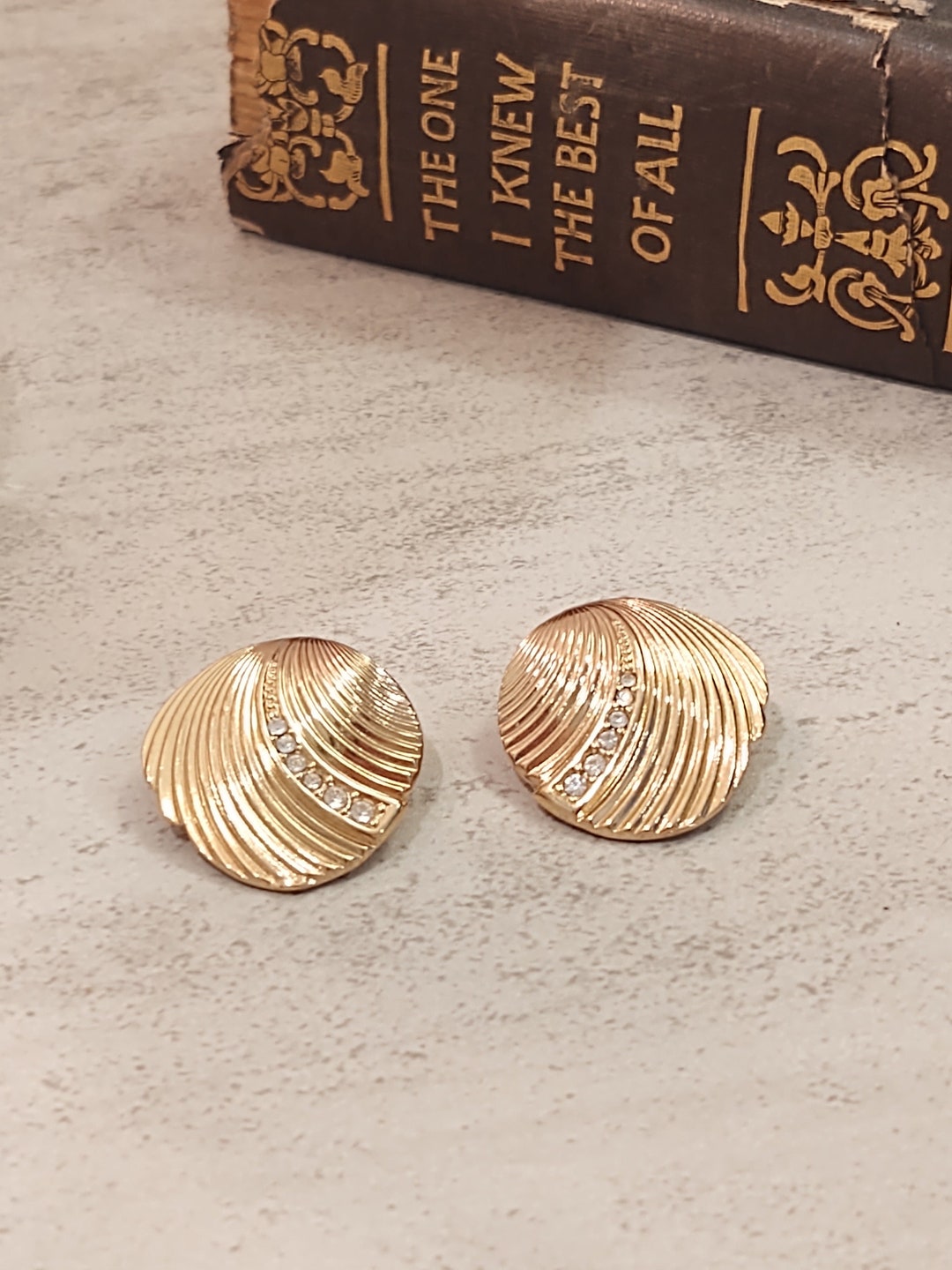 Vtg Christian Dior Shell Crystal Clip on Earrings Gold Tone - Y18 - Etsy