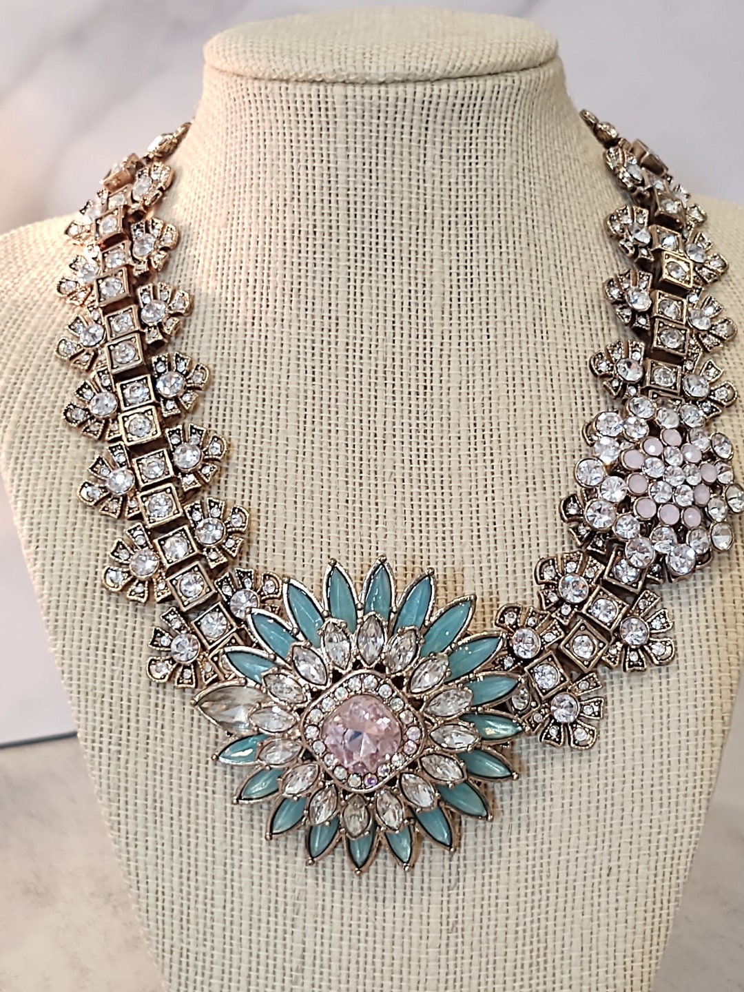 ZARA Statement Necklace Brilliant Faceted Crystals Vintage - Etsy