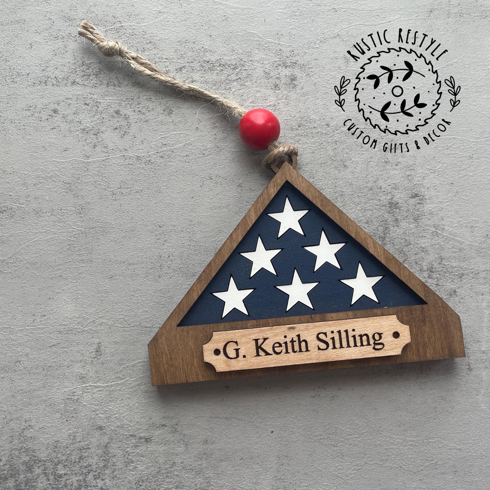 Military Flag Remembrance Ornament, Personalized Memorial Christmas ...