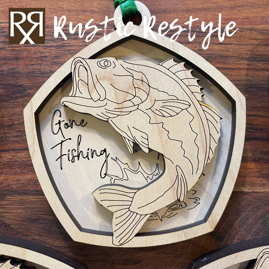 Gone Fishing Bass Fish Engraved Tree Ornament, Housewarming Gift, Laser ...