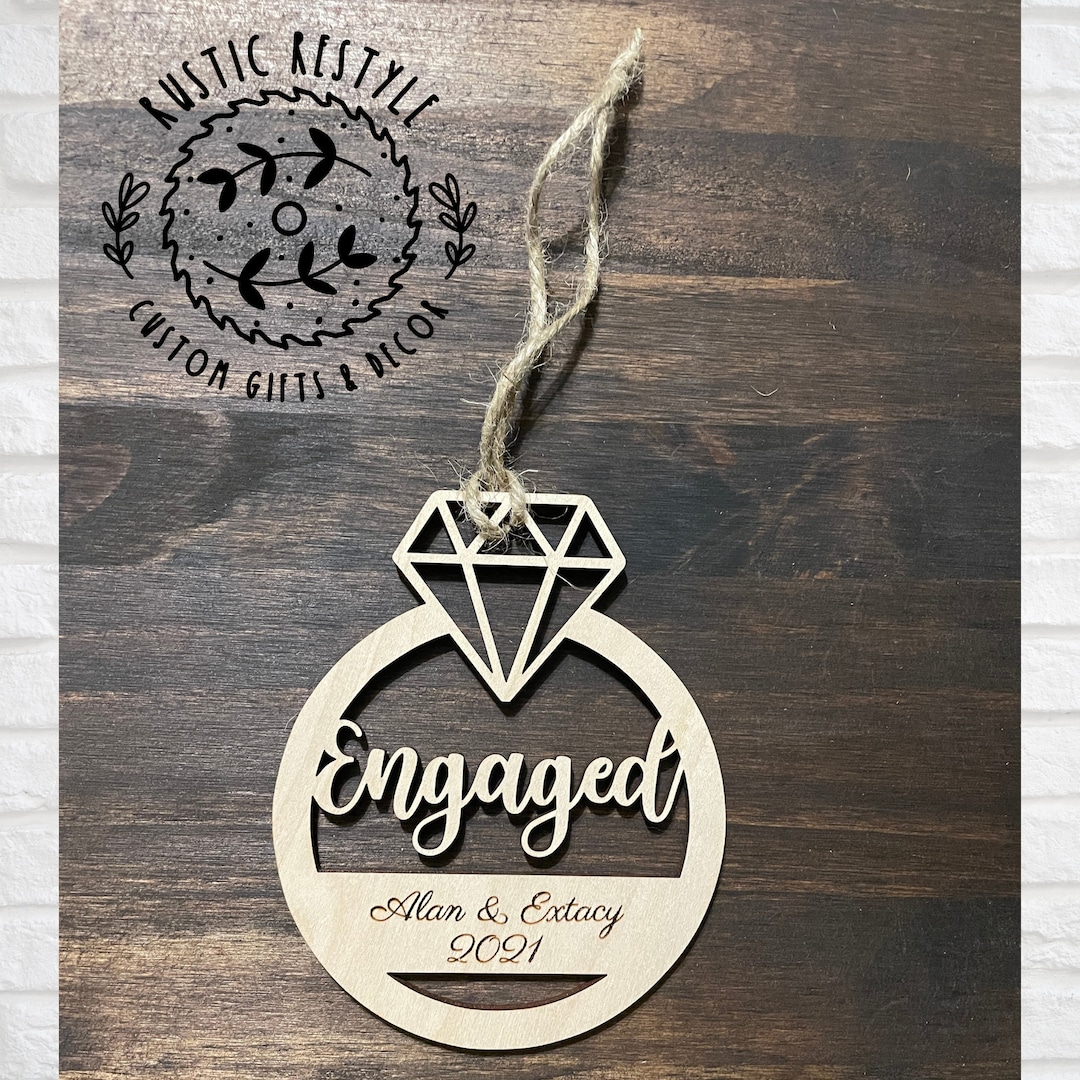 Engagement Ring Ornament, Personalized Wood Christmas Ornament Gift - Etsy