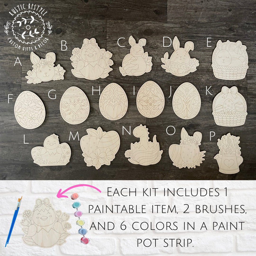DIY Easter Paint Kits, Kids Gift From Easter Bunny, Paintable Cards for ...