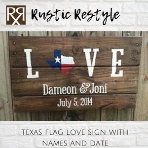 Personalized Texas Flag Love Sign- Recycled Pallet Home Decor ...
