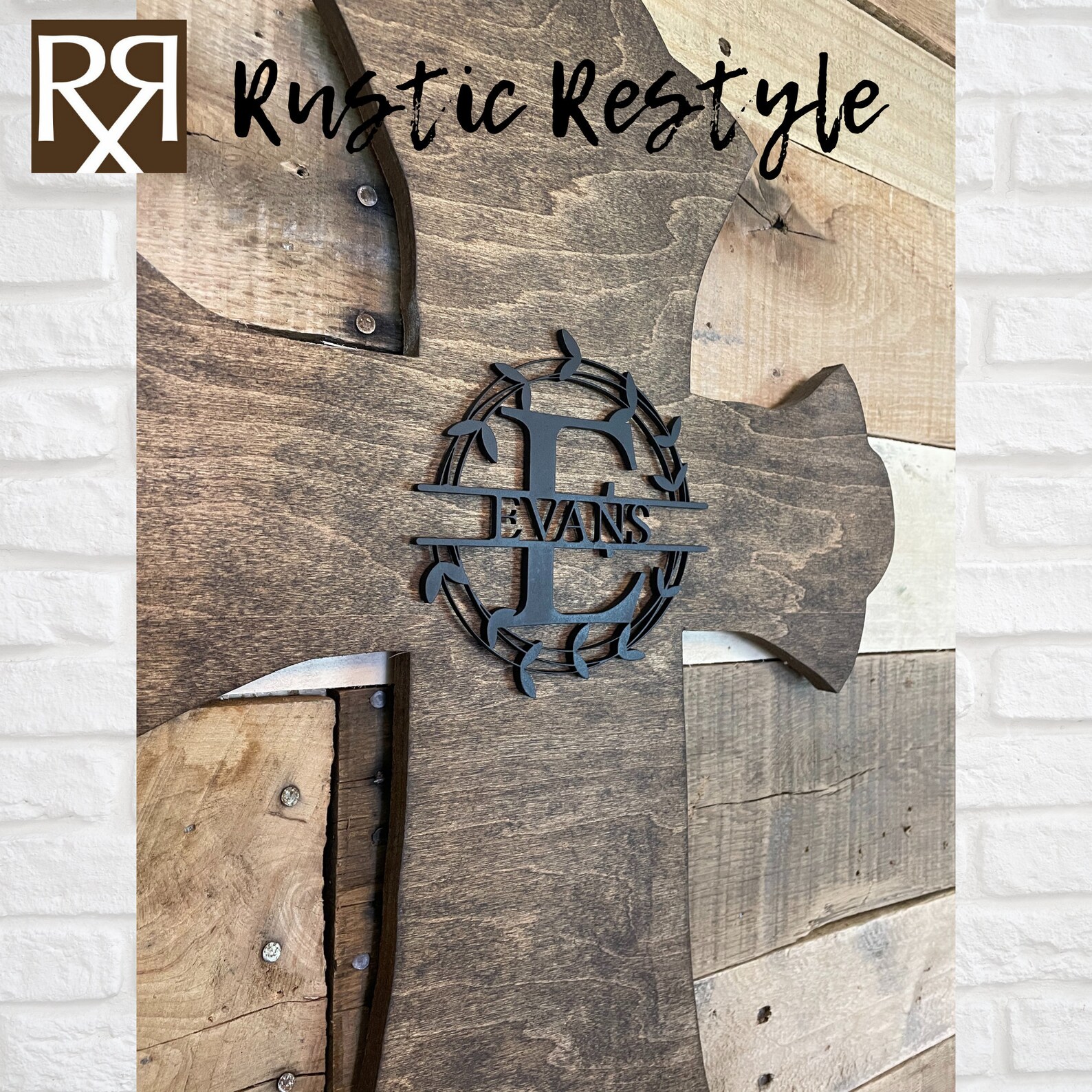 Last Name Split Monogram Small Personalized Wooden Cross | Etsy