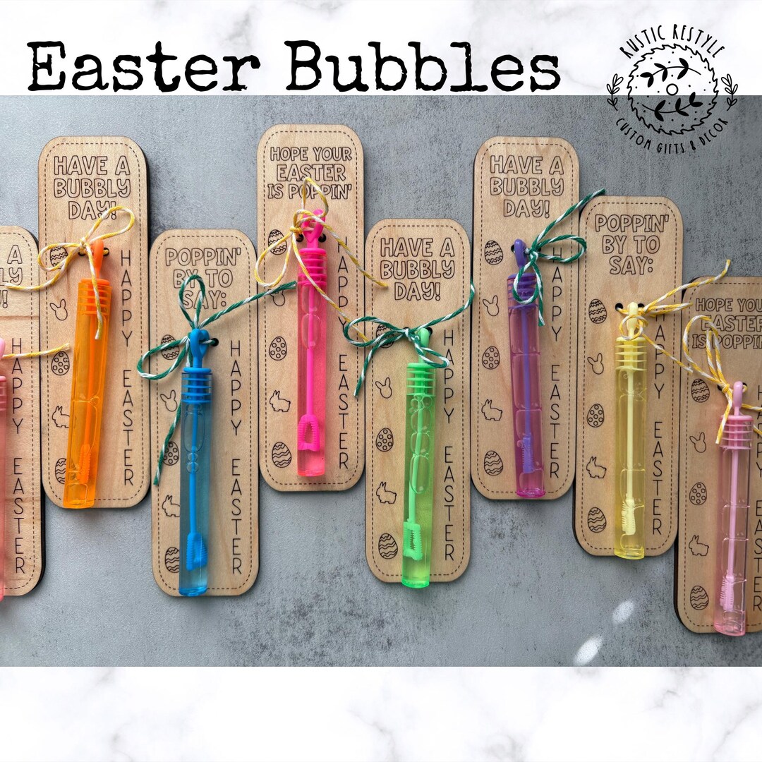 Easter Bubbles Basket Stuffers, Wooden Easter Tag Bubble Gift - Etsy